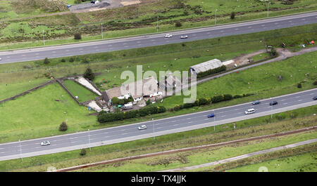 An aerial view of Stott Hall farm near Huddersfield in Yorkshire, which ...
