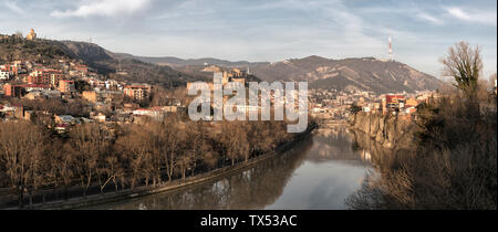Kura River, Tbilisi city view from boat ride on the Kura River, October ...