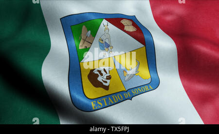 Sonora map with Mexican national flag illustration Stock Photo - Alamy