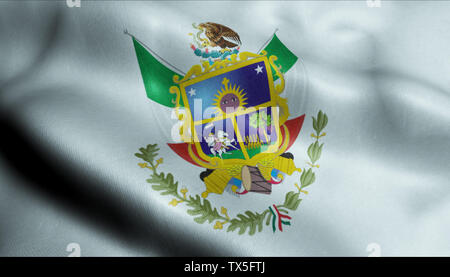 Queretaro map with Mexican national flag illustration Stock Photo - Alamy