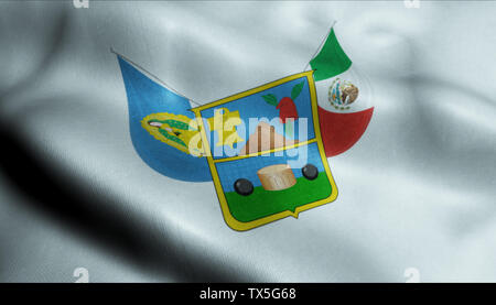 Hidalgo map with Mexican national flag illustration Stock Photo - Alamy