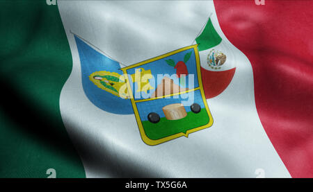 Hidalgo map with Mexican national flag illustration Stock Photo - Alamy