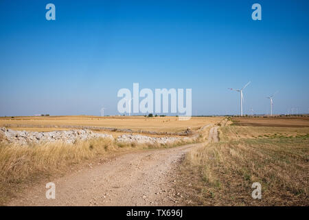 Puglia (Italy) - Wind farm landscape with wind turbines and expanses of ...