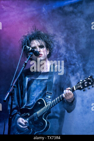 British singer and guitarist Robert Smith, lead vocalist for the The ...