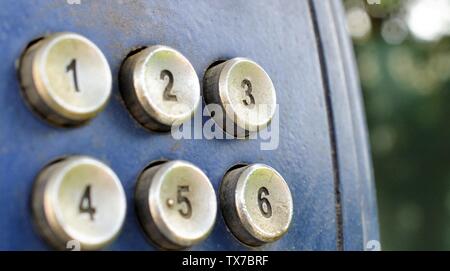 old public phone dirty buttons image Stock Photo - Alamy
