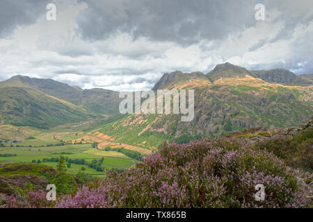 Langdale Pikes and Mickleden from Side Pike, The English Lake District ...