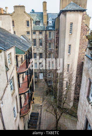 Old Edinburgh, multi-storey stone tenement buildings - usually divided ...