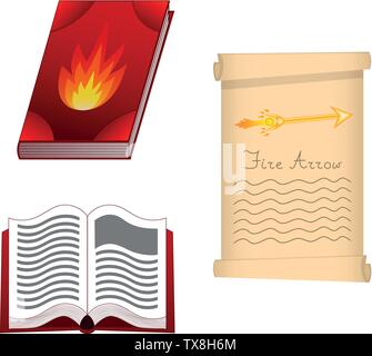 Spell book of fire element isolated on white background. Vector ...
