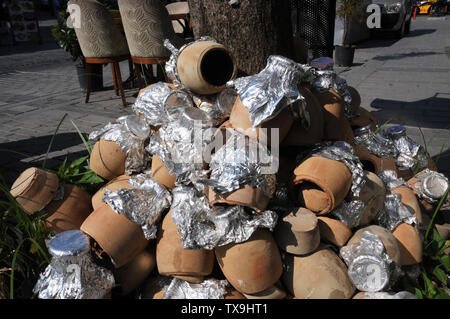 Clay Pots outside of restaurant, used for cooking kebabs, Sultanahnet ...