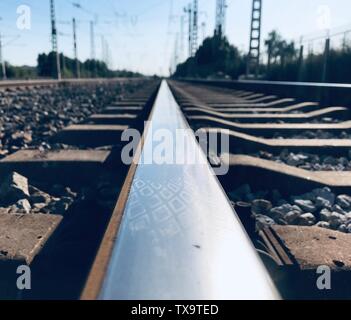 A railway station, an extension of the railway, full of staggered wires ...