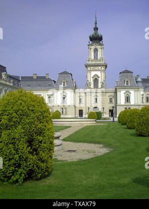 Festetics Palace courtyard. It is a large complex of buildings of the ...