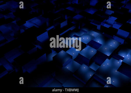 Dark blue tech-sensitive cube Stock Photo - Alamy