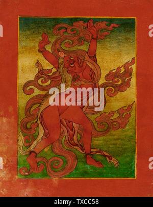 Red Dakini, Nyingmapa Buddhist or Bon Ritual Card. Tibet, 18th-19th ...