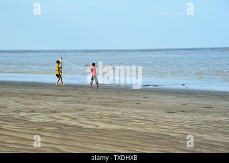 Fishermen fishing, Kosamba Beach, Valsad, Gujarat, India, Asia Stock ...