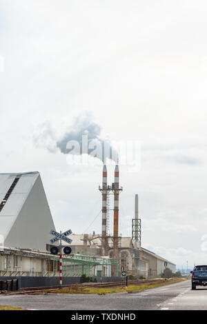 Napier, New Zealand - April 24th, 2017: Landmark twin smoke stacks of ...