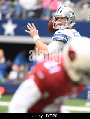 Dallas Cowboys quarterback Brandon Weeden (3) recovers after a play as ...