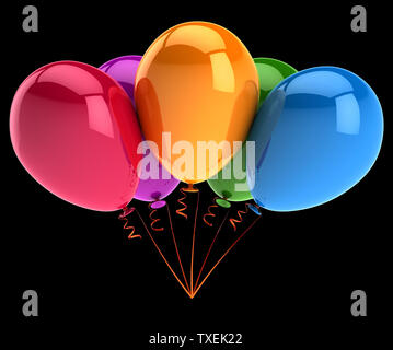 colorful party balloons glossy 5 five. birthday decoration multicolored ...