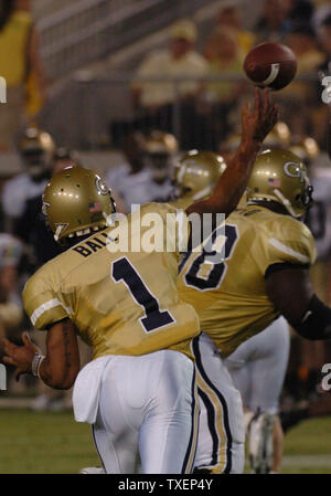 Georgia Tech quarterback Reggie Ball (1) backs in against North ...