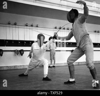 Italy, Rome, fencing exercise at the Mussolini forum, 1939 Stock Photo ...