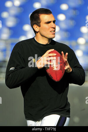 Indianapolis Colts quarterback Joe Flacco (15) walks from the field ...