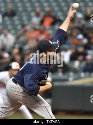 Baltimore Orioles starting pitcher Wade Miley (38) throws against the ...