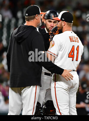 Baltimore Orioles' David Hess (41) delivers a pitch during the first ...