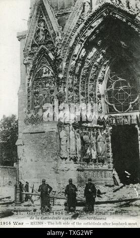 Postcard representing the ruins of the Reims cathedral (Our Lady of ...