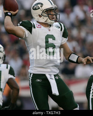 Mark Sanchez of the New York Jets sets up to pass during an NFL ...