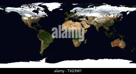 World Flat projection map from composite of satellite images. Credit ...