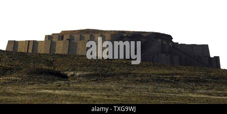 A photograph of the Ziggurat of Ur in Iraq, an ancient Sumerian ...
