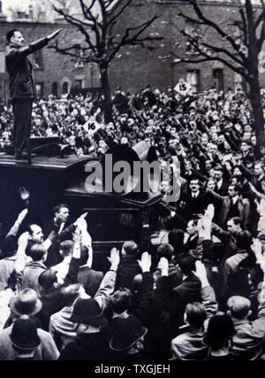 Oswald Mosley at a rally of the British Union of Fascists, 1934 Stock ...