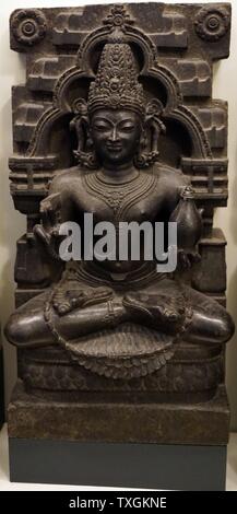 Sculpture of the Indian planet of the Mars (Mangala) holding a water ...