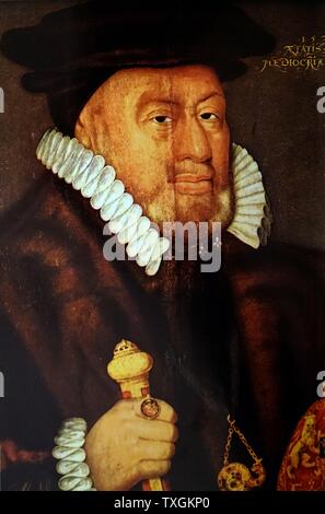Portrait of Sir Nicholas Bacon, painted in 1579. The oil on panel ...