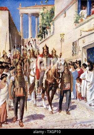 Alaric I king of Visigoths entering Athens, (395) c1920. Artist ...