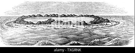 Coral reef creating a lagoon. From Charles Darwin 'The Structure and ...