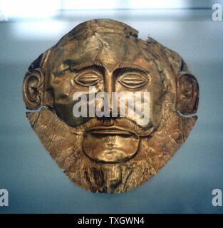 Funerary Mask of Agamemnon Mycenae gold mask Greek Greece King Troy ...