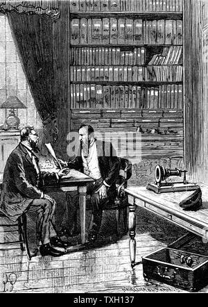 Elisha Gray. Engraving of the American inventor Elisha Gray (1835-1901 ...