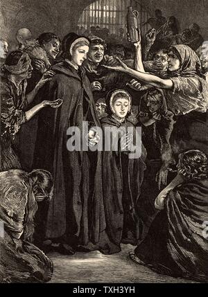 ELIZABETH FRY (1780-1845) English prison reformer shown here reading to ...