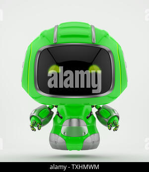 Cute robotic creature, circle robot with green led eyes Stock Photo - Alamy