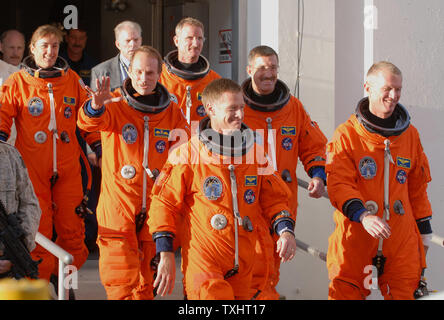 Astronauts Daniel C. Burbank (left) and Steven G. MacLean, representing ...