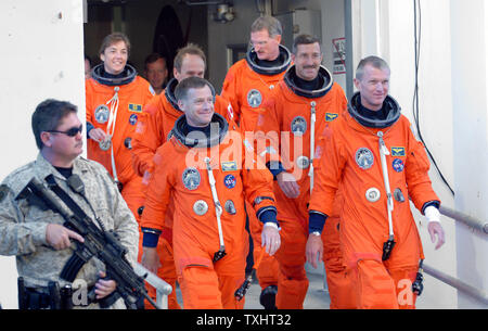 Astronauts Daniel C. Burbank (left) and Steven G. MacLean, representing ...