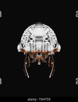 Steel cyber brain, artificial robotic organ, 3d rendering Stock Photo ...