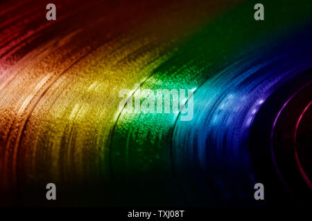 Surface of an old vinyl record. Macro shot, shallow depth of field ...