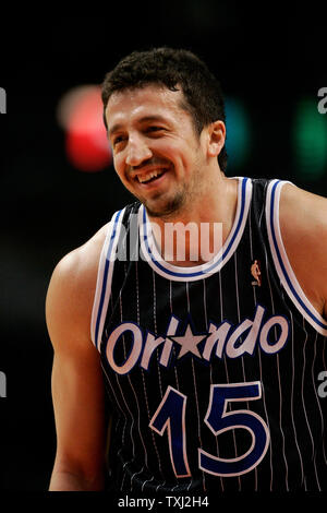 The Orlando Magic's Hedo Turkoglu (15) celebrates a three-pointer ...