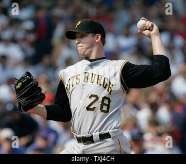 Pittsburgh Pirates starting pitcher Paul Skenes (30) warms up before a ...