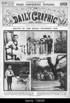 1919 Daily Graphic front page reporting the Death of Prince John Stock ...