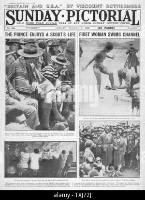 1926 Sunday Pictorial front page reporting Gertrud Ederle First woman ...