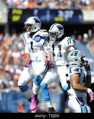 Carolina Panthers quarterback Cam Newton's cleats are seen s he warms ...