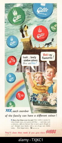 1947 UK Magazine Gibbs Toothpaste Advert Stock Photo - Alamy