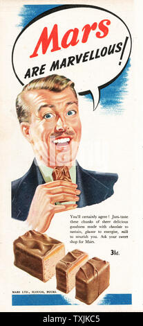 1947 British advertisement for Mars Bar Stock Photo - Alamy